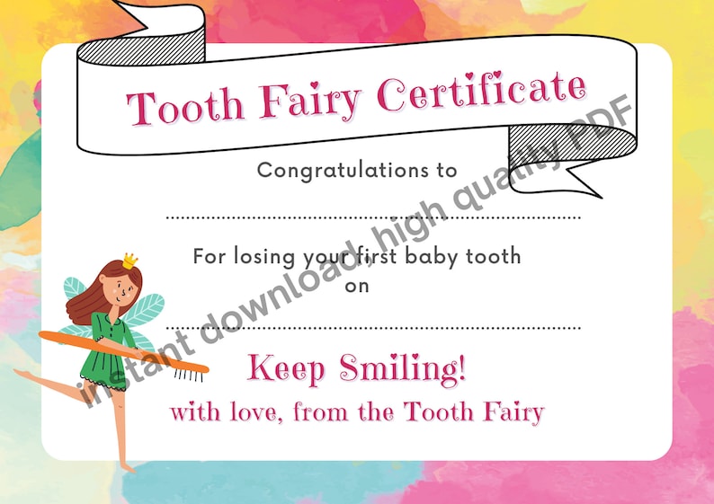 Tooth Fairy Certificate, Tooth Fairy Letter, First Lost Tooth ...