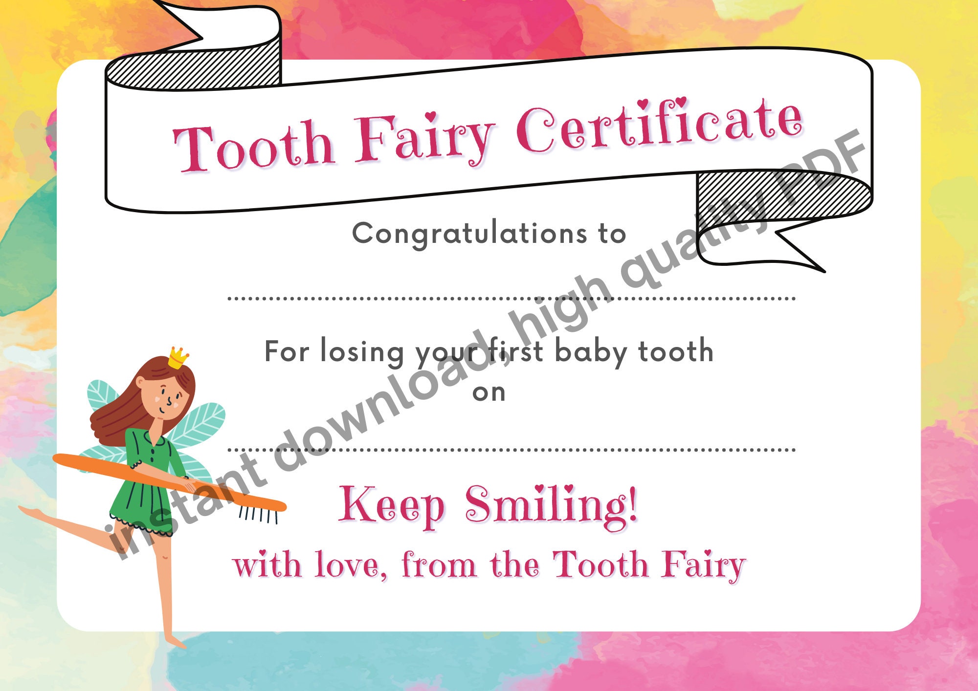 Tooth Fairy Certificate, Tooth Fairy Letter, First Lost Tooth ...