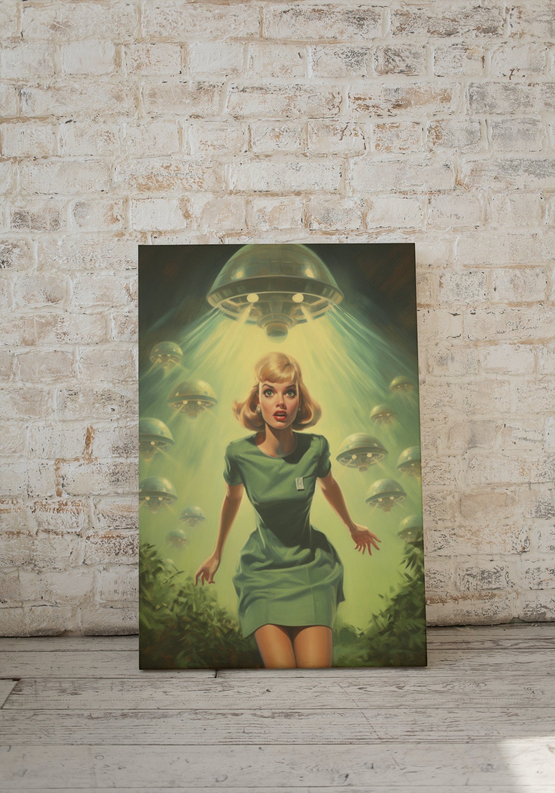 1950's Alien Invasion, Trippy Wall Art, Retro Cosmic Art, Vintage Art ...