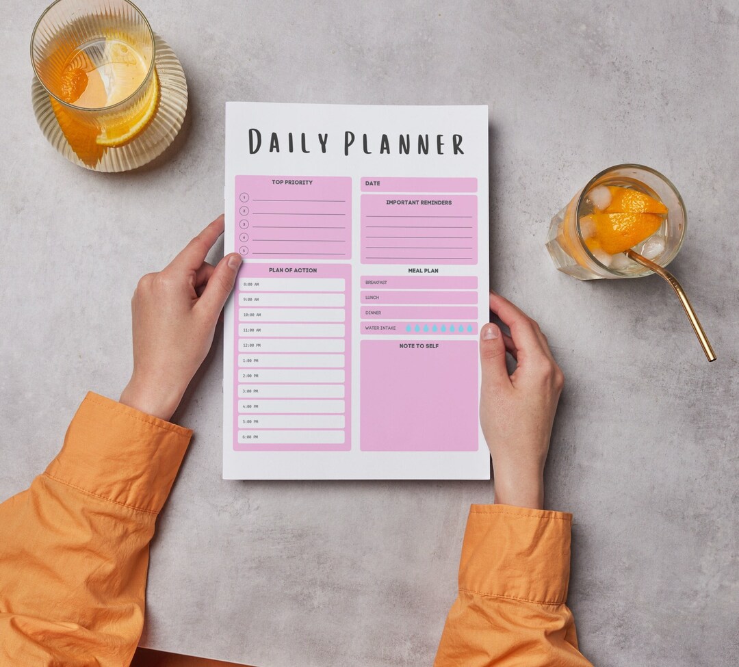 Printable Daily Planner With Water Intake Tracker, Printable PDF ...