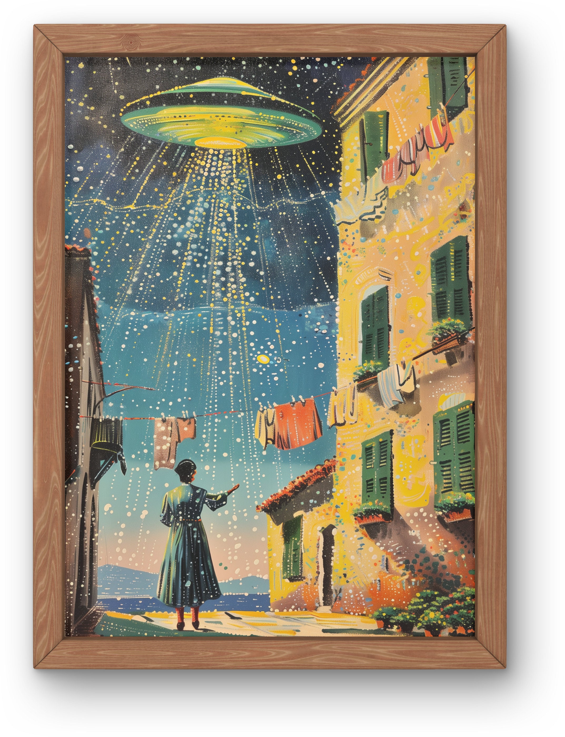 Trippy Wall Art, Retro Cosmic Art, Vintage Art, Space Art, UFO Alien ...