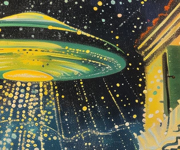 Trippy Wall Art, Retro Cosmic Art, Vintage Art, Space Art, UFO Alien ...