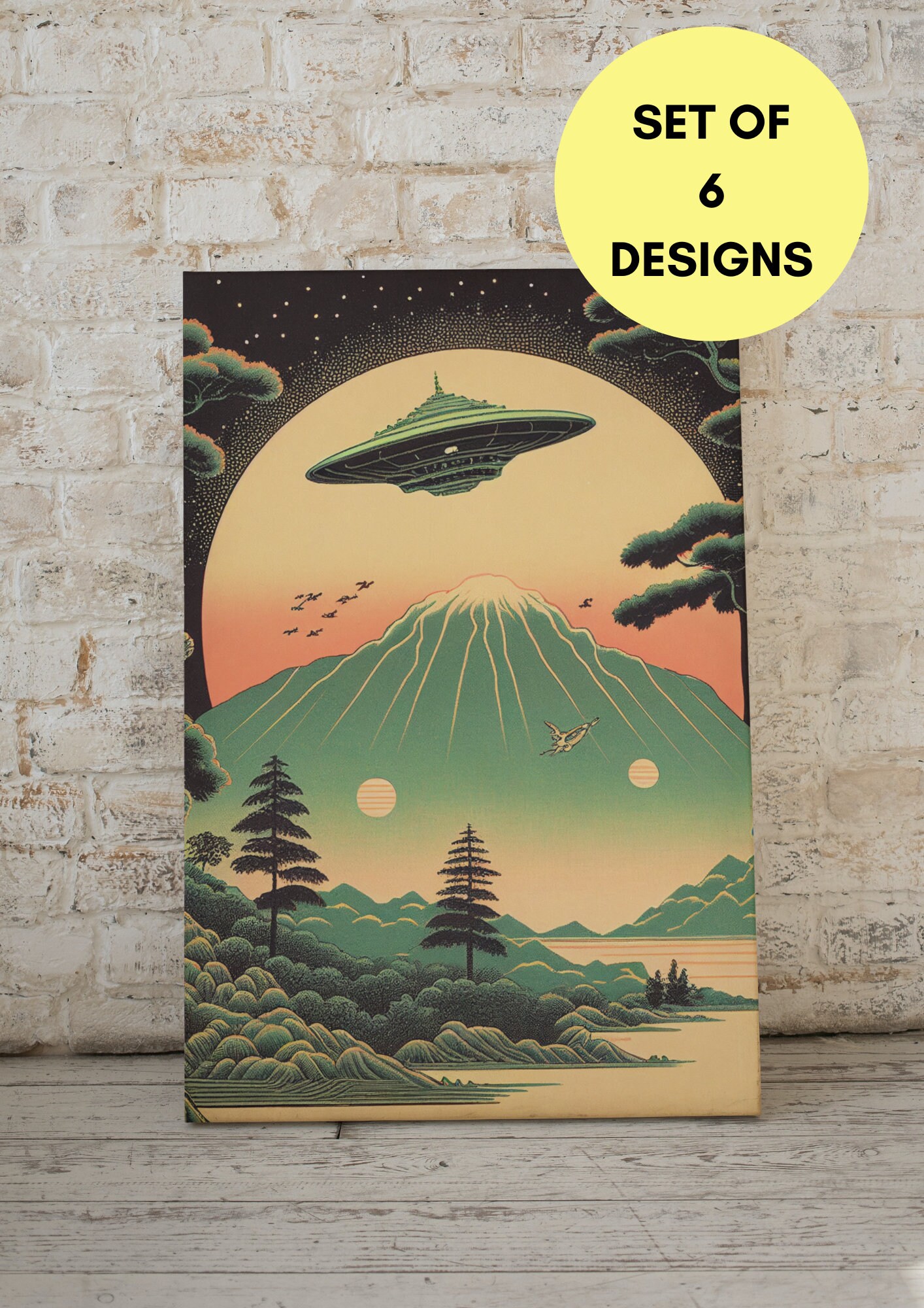 Ukiyo-e Inspired Sci-fi Wall Art Set of 6 Alien Invasion - Etsy