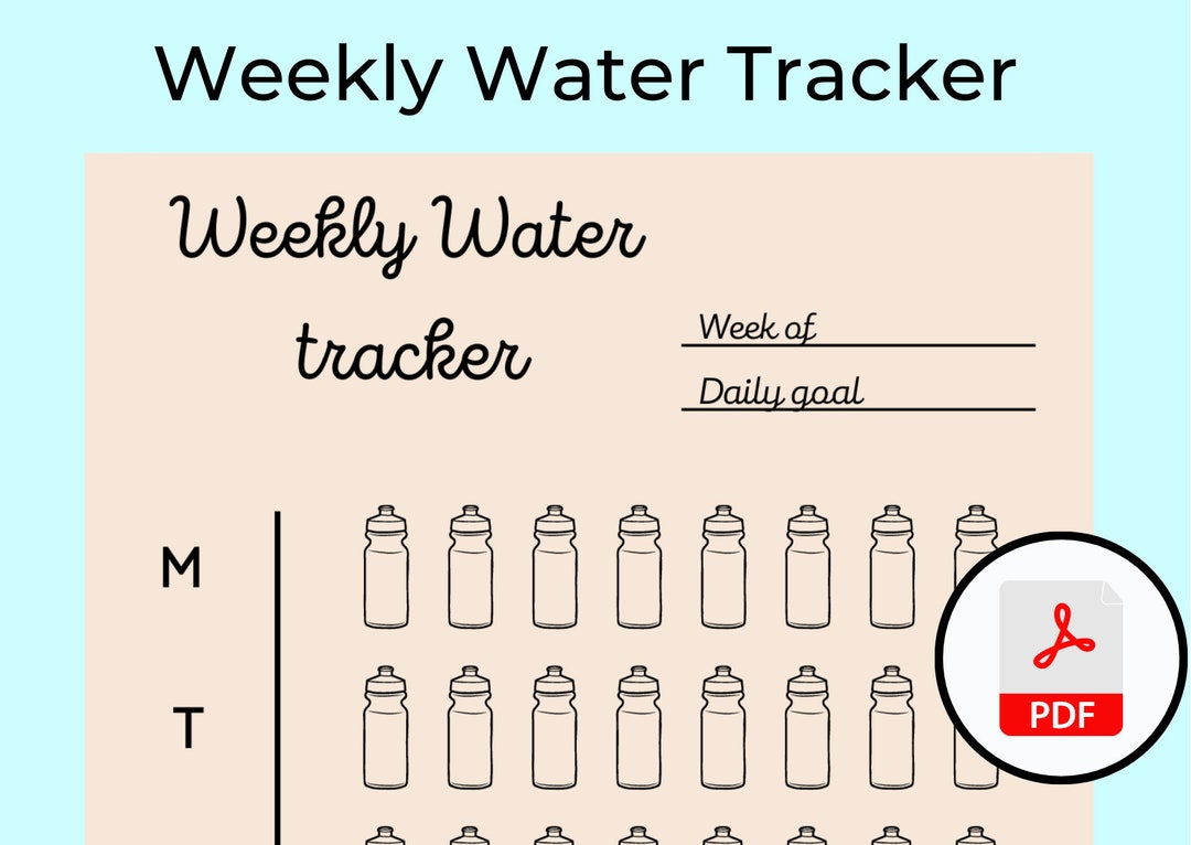 Weekly Water Intake Tracker Printable, Weekly Water Tracker, Daily ...
