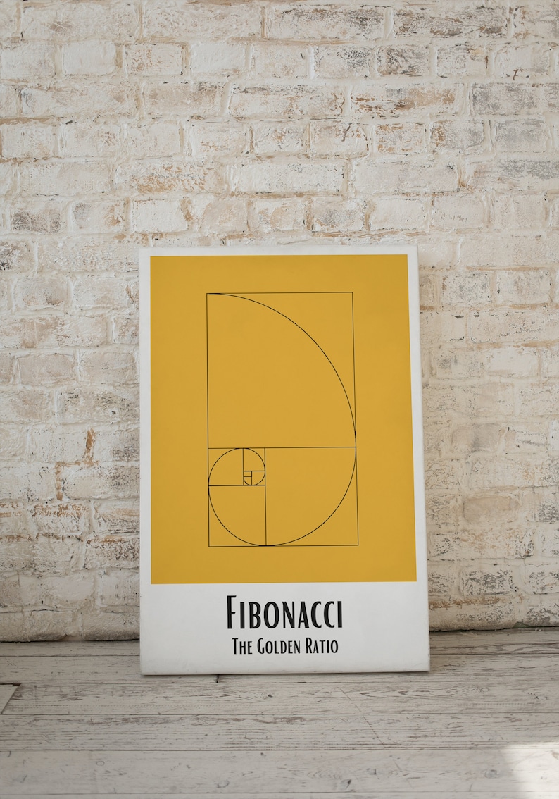 Mathematical Golden Ratio Poster, Fibonacci Spiral Wall Art, Fibonacci ...
