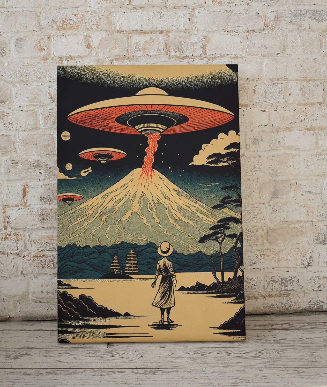 Ukiyo-e Inspired Sci-fi Wall Art Set of 6 Alien Invasion - Etsy