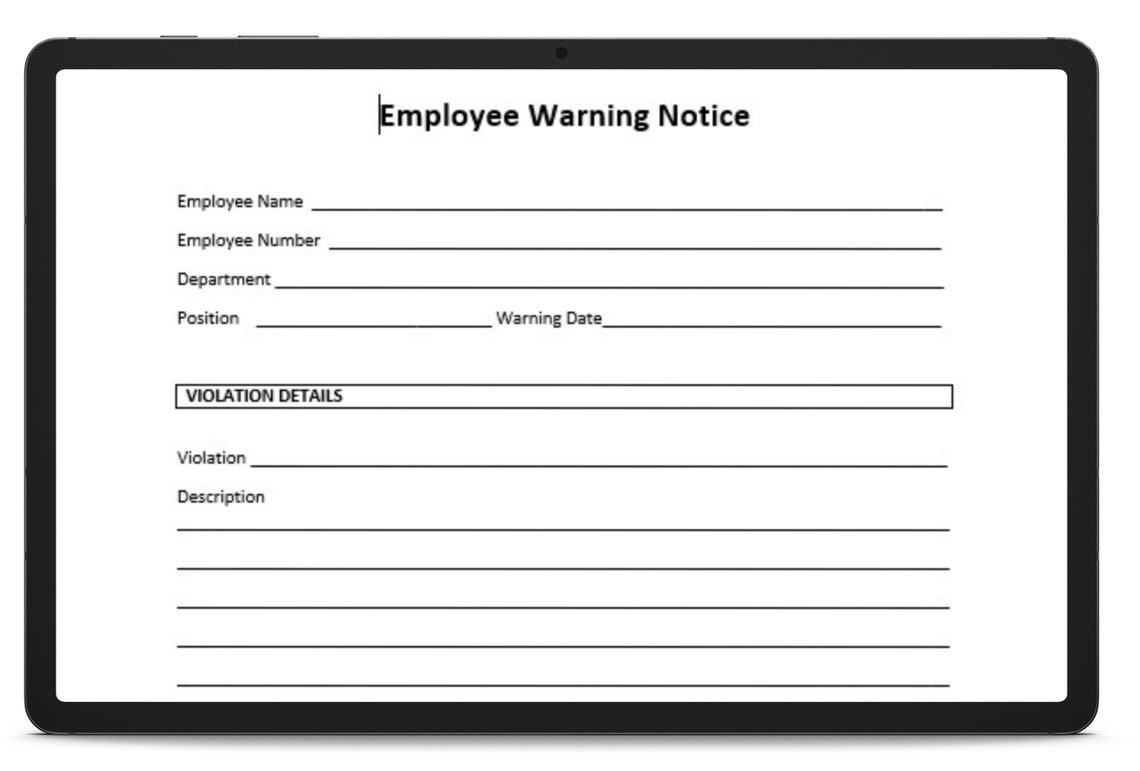 Employee Written Warning Notice, Editable Form (digital Download) - Etsy
