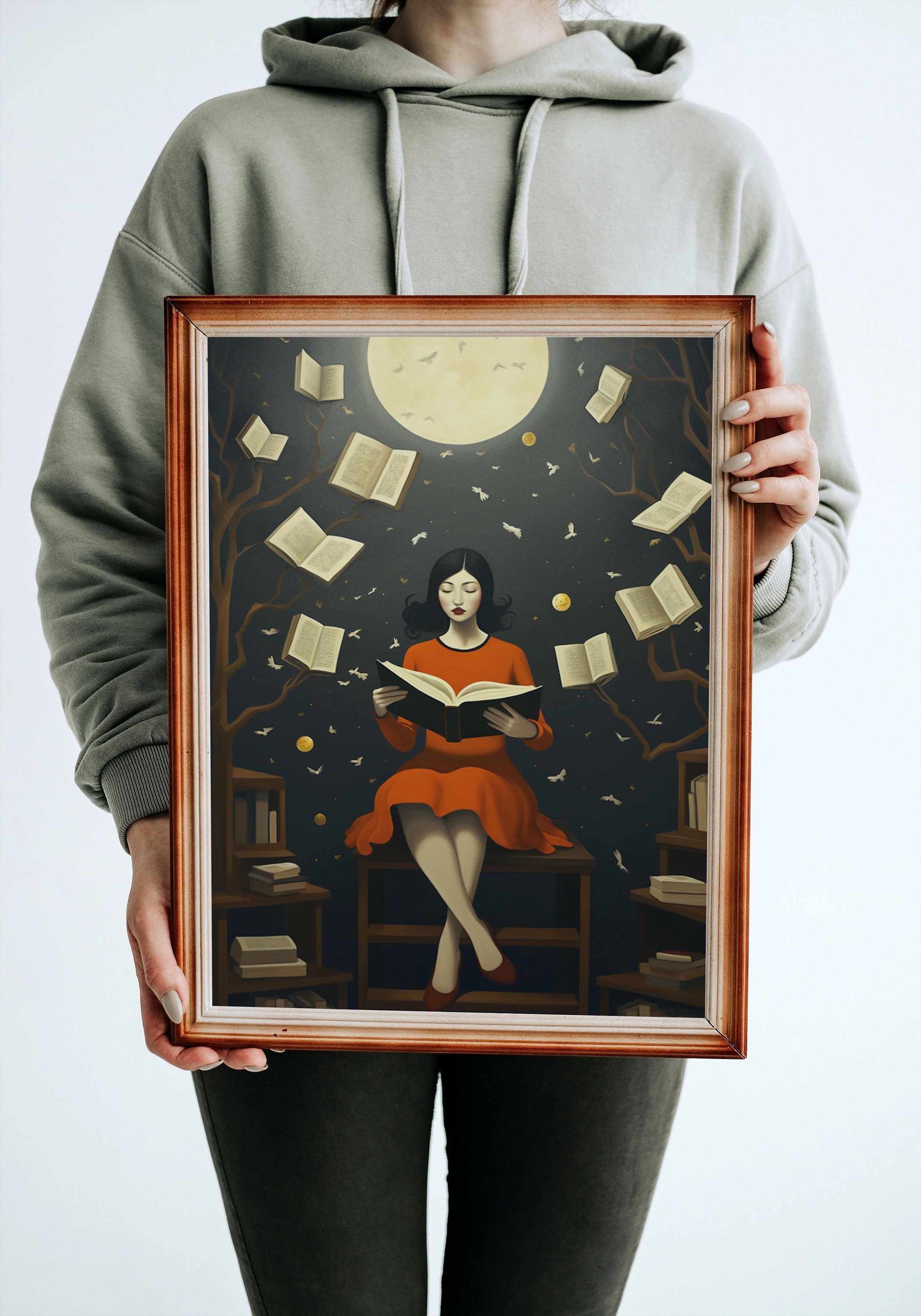 Reading Grows My Knowledge, Folk-art Style Illustration, Boho Witchy ...
