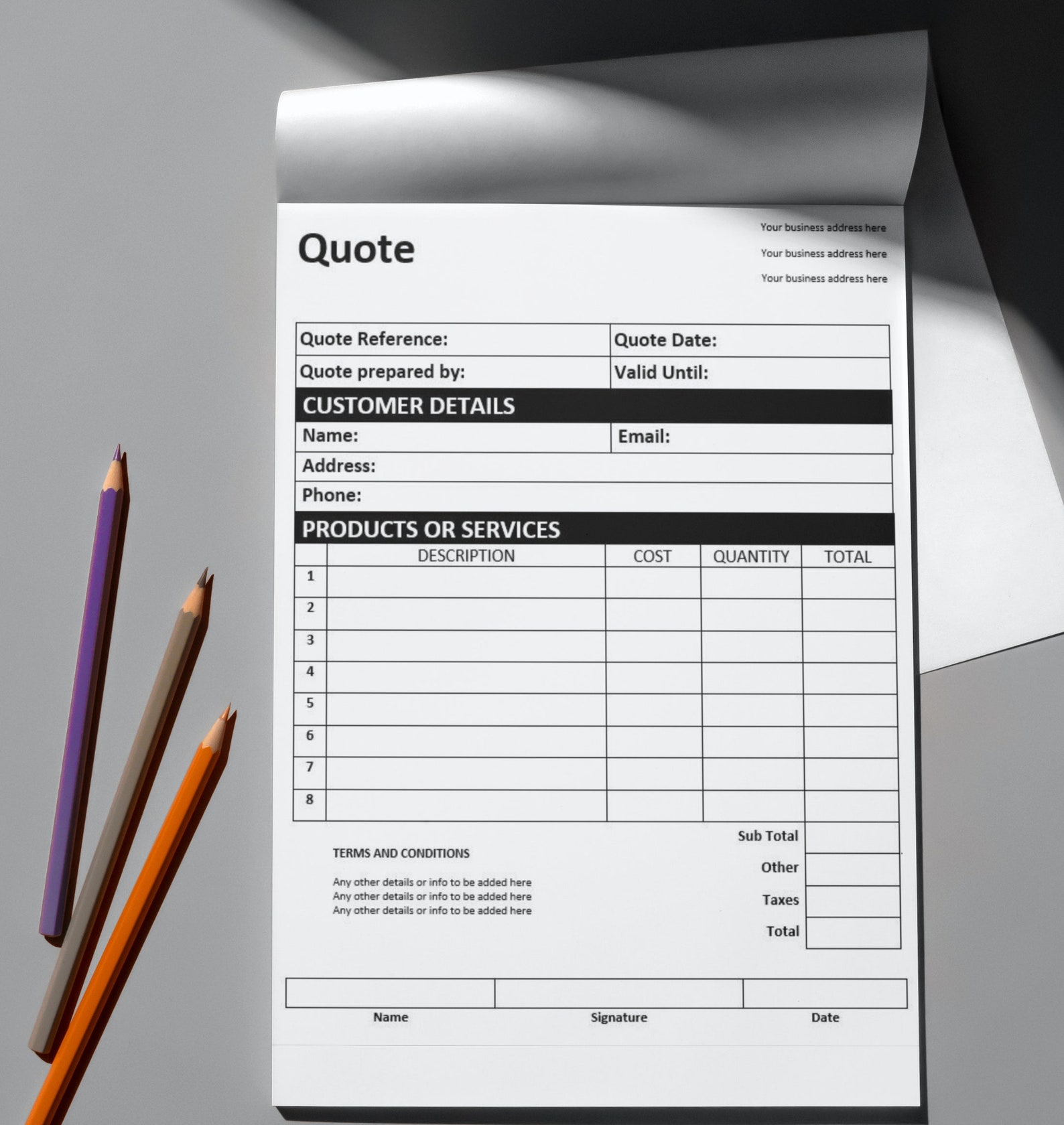 Editable Quotation Template, Editable Quote Template, Editable and ...