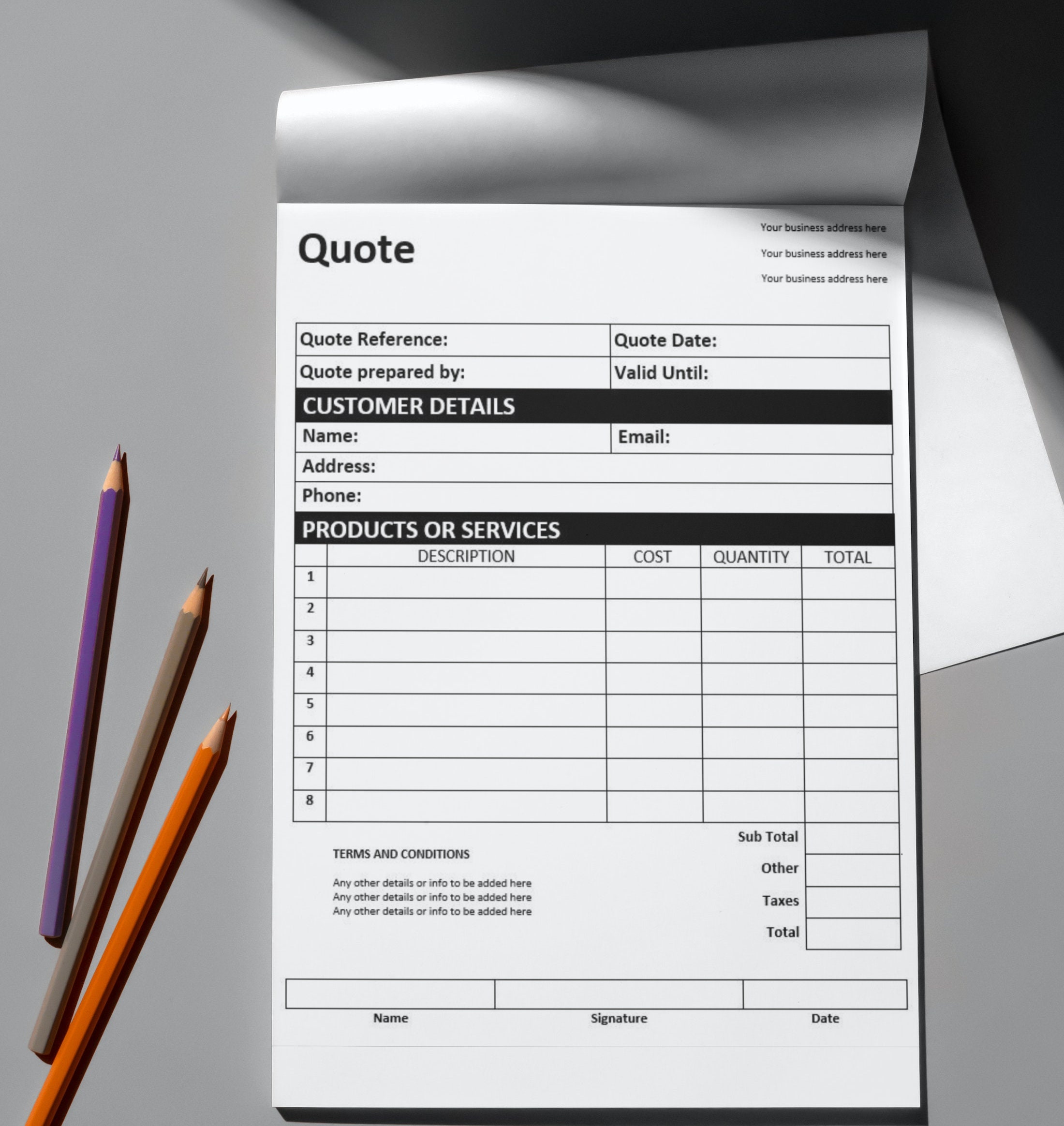 Editable Quotation Template, Editable Quote Template, Editable and ...