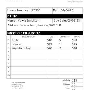 Printable Invoice Template - Etsy
