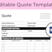 Editable Quotation Template, Editable Quote Template, Editable and ...
