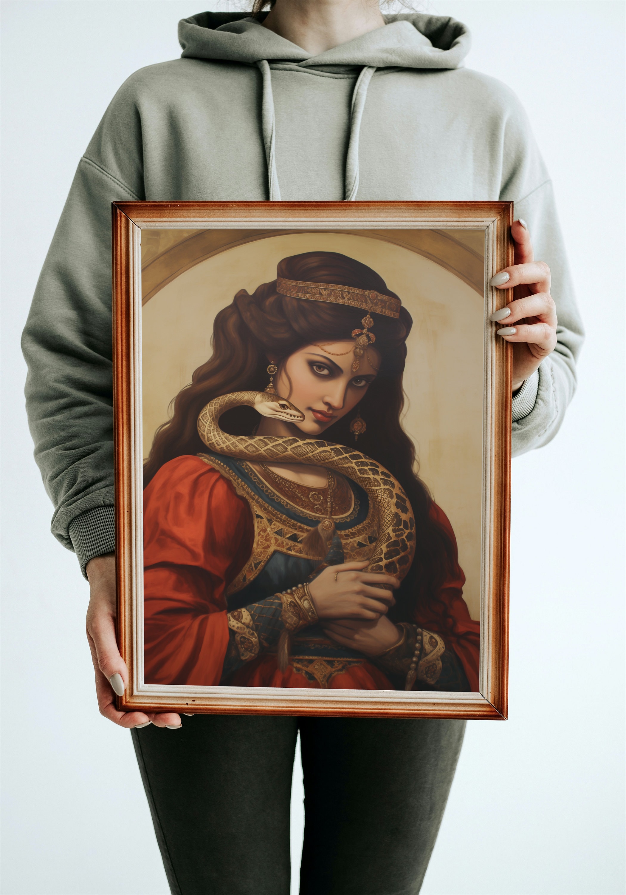 Lilith With Snake Wall Art, Vintage Oil Painting, Dark Art, Occult ...