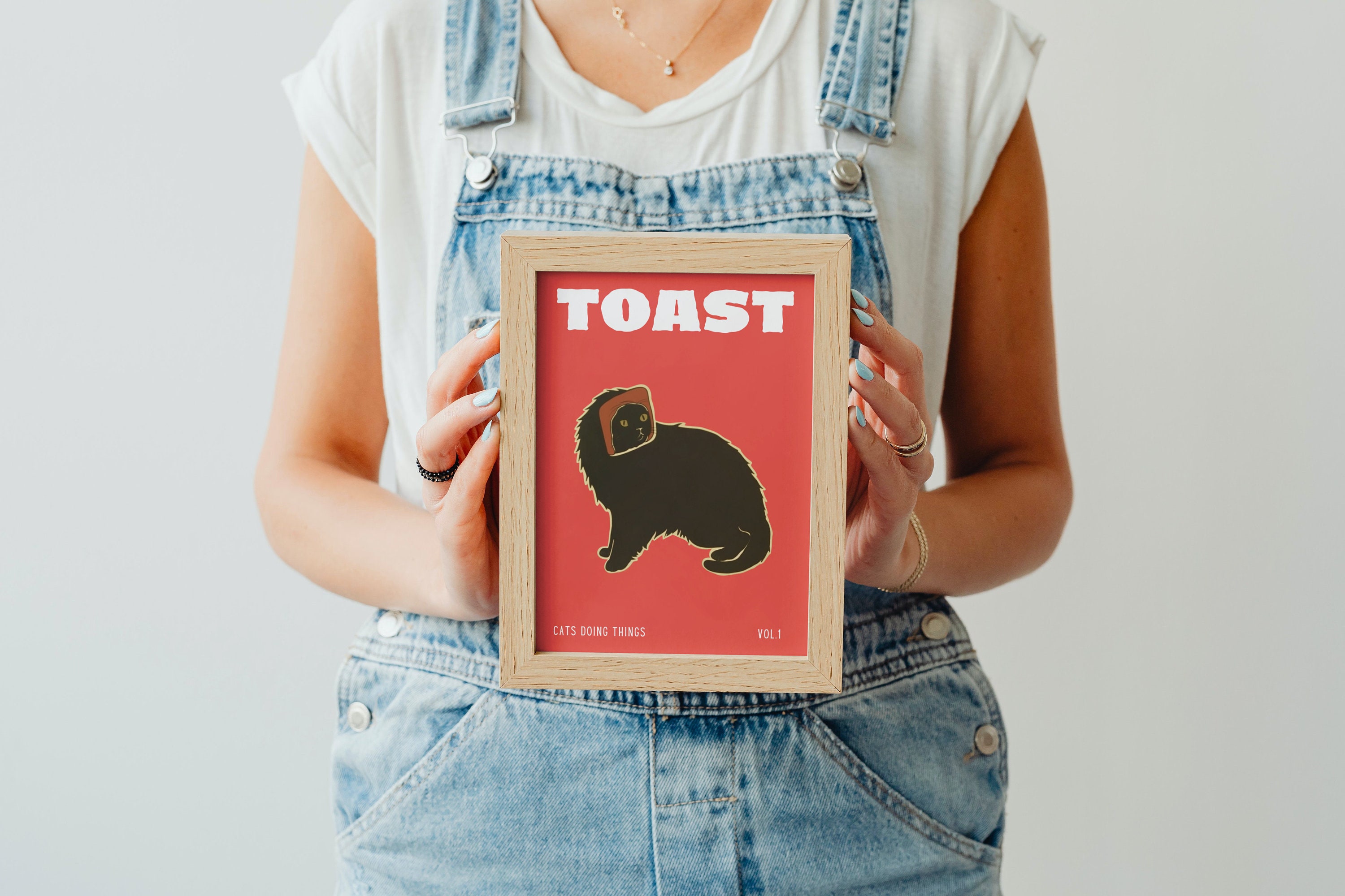 Toast Cat, Lucky Black Cat, Funny Cat Poster, Cat Lover Gift, Modern ...