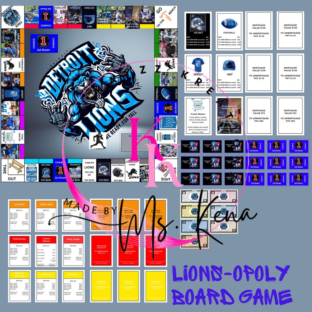 Monopoly Personalized Game Board Lion-opoly Game Board Custom Board ...