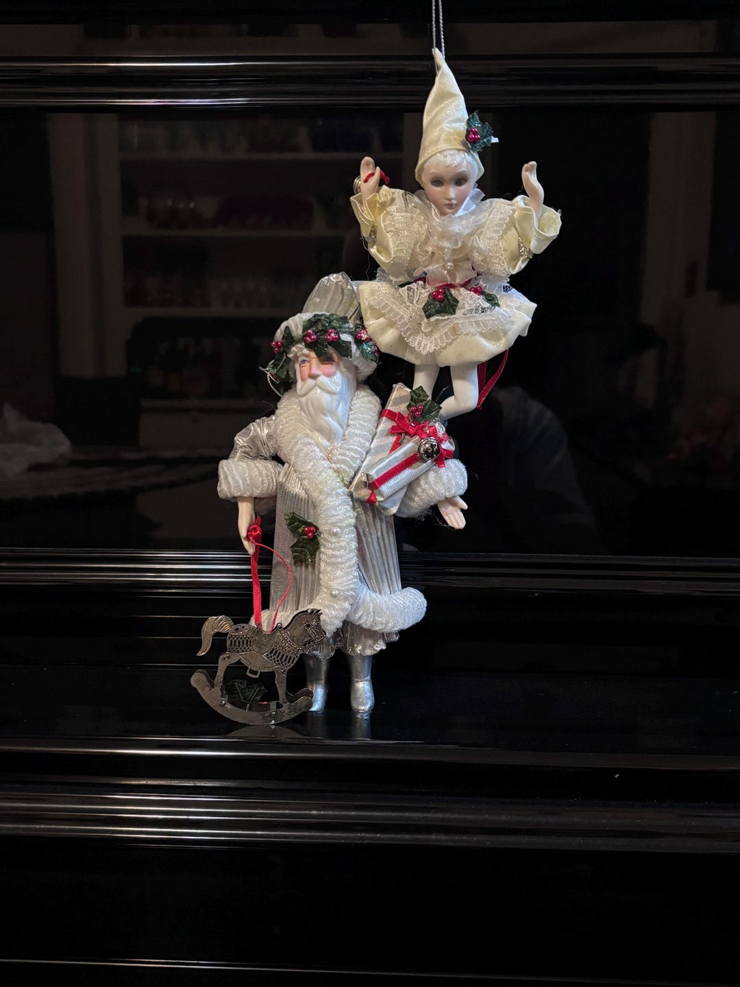 Festive Santa Claus and Dancing Elf - Dressed in Formal White - Kurt S ...