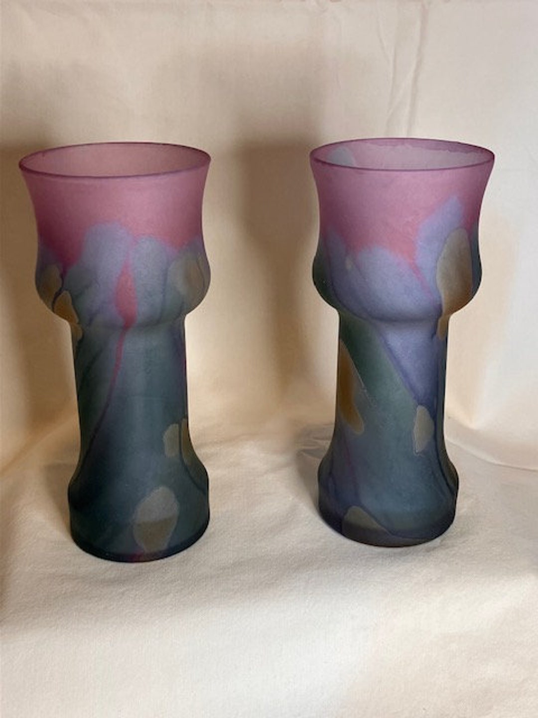 Rueven Art Glass Pair of Vases - Etsy