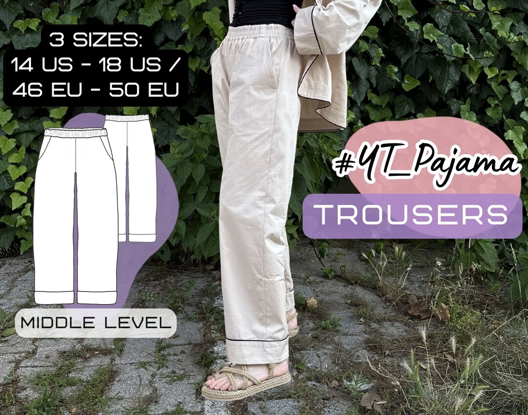 Pajama Pants PDF Sewing Pattern | Relaxed Fit Lounge Trousers | Sizes ...
