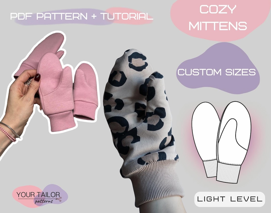 Customizable Mittens Sewing Pattern | PDF Pattern for All Sizes ...