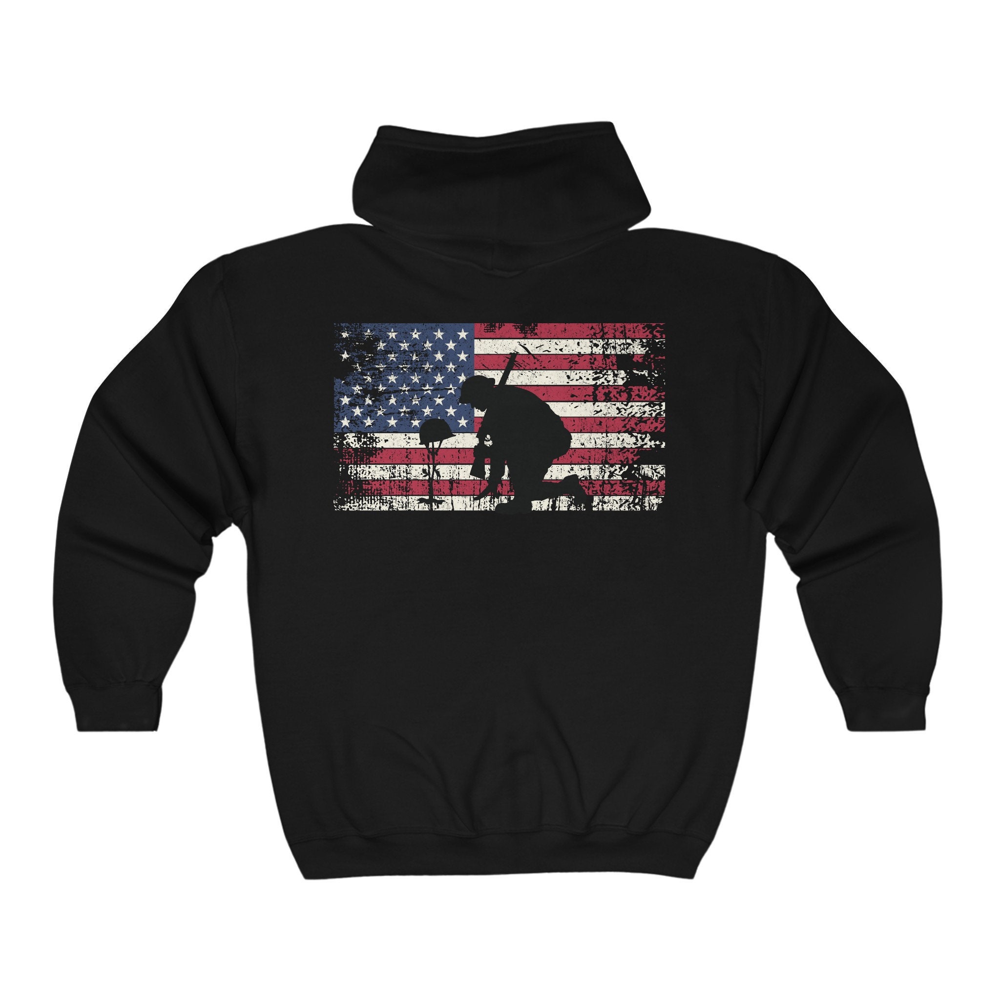 USA Military Hoodie Patriotic Full Zippered Hooded Sweatshirt US Flag ...