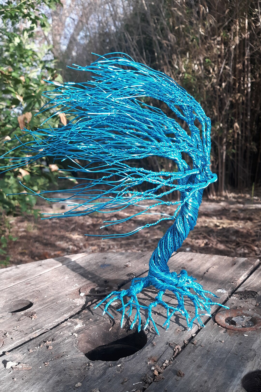 Blue Wind Blown Wire Tree - Etsy