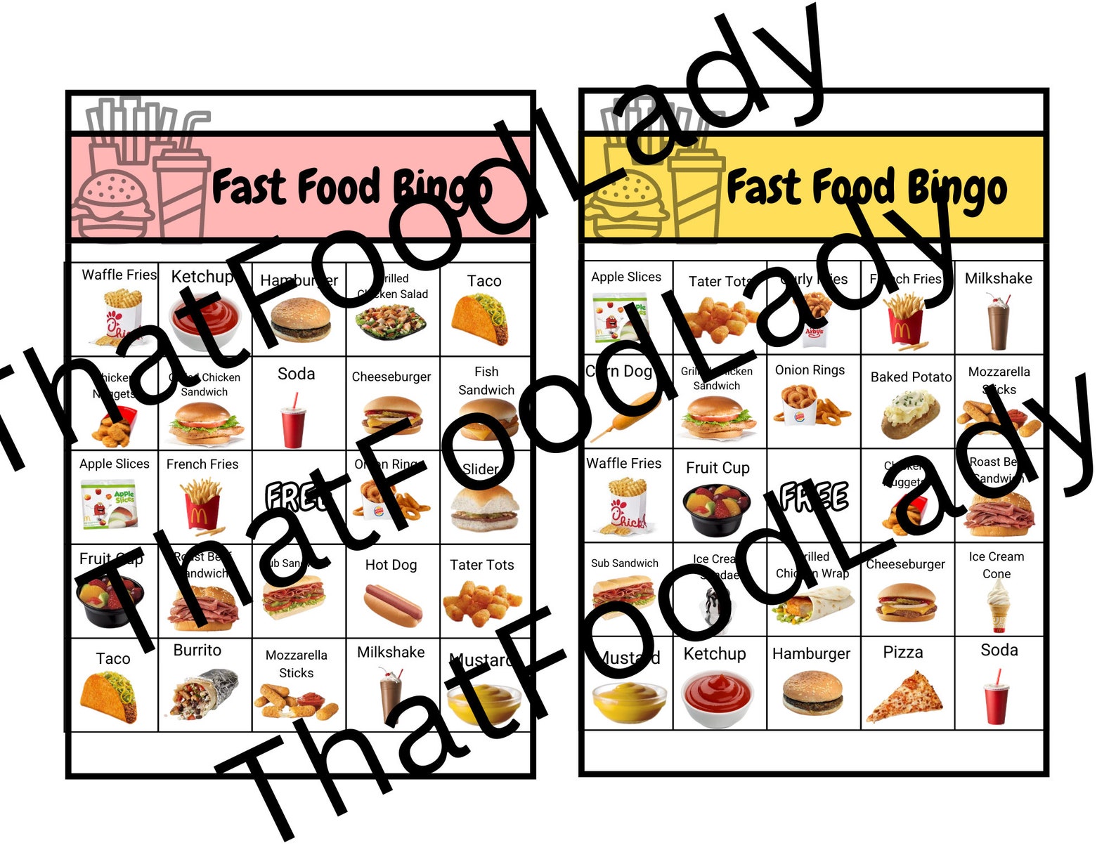Fast Food Bingo- Printable and Powerpoint - Etsy