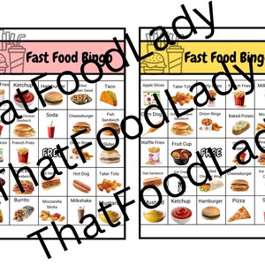 Fast Food Bingo- Printable and Powerpoint - Etsy