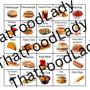 Fast Food Bingo- Printable and Powerpoint - Etsy