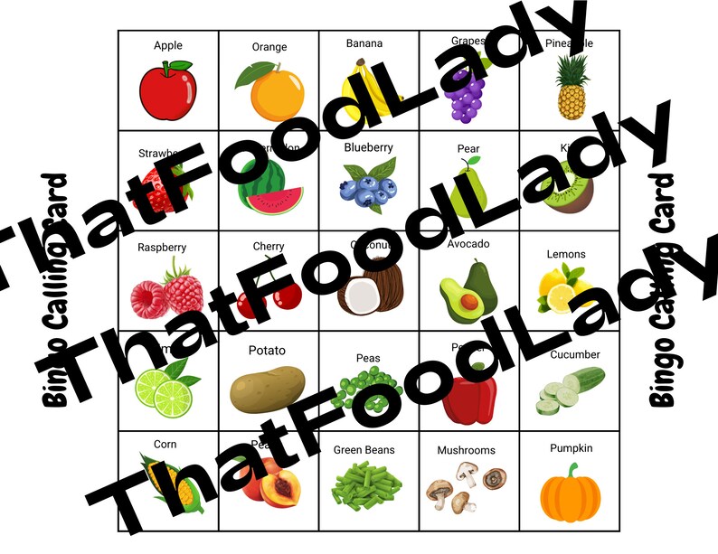 Myplate Bingo- Printable Bingo and Calling Cards - Etsy