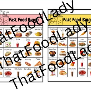 Fast Food Bingo- Printable and Powerpoint - Etsy