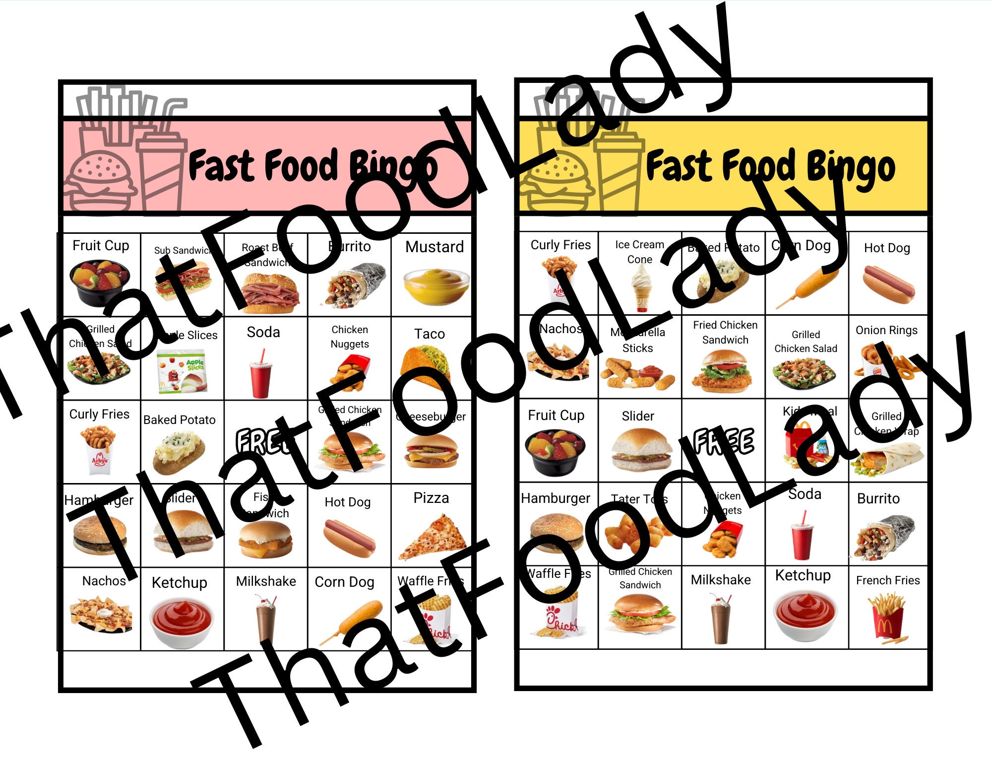 Fast Food Bingo- Printable and Powerpoint - Etsy