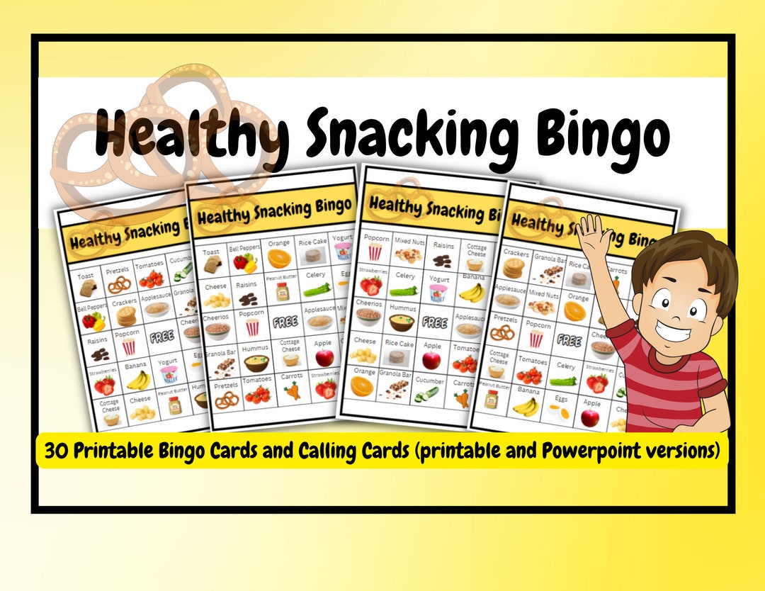 Healthy Snacking Bingo for Kids- Printables and Powerpoint - Etsy