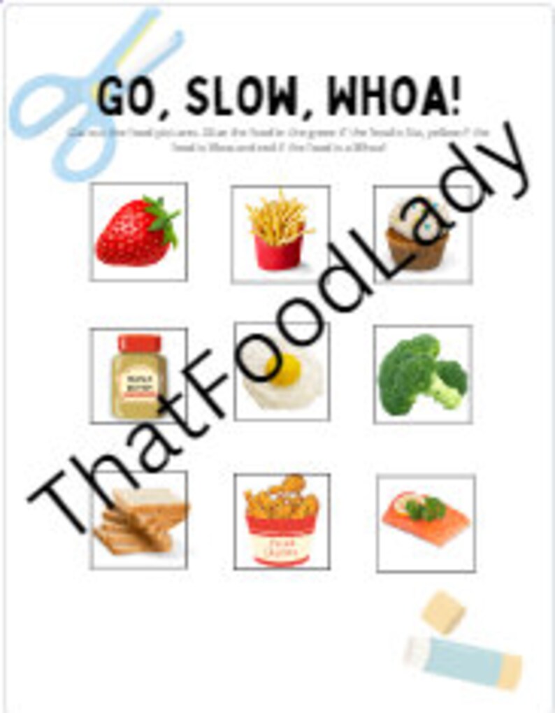Go Slow Whoa!- Nutrition Education Worksheet - Etsy