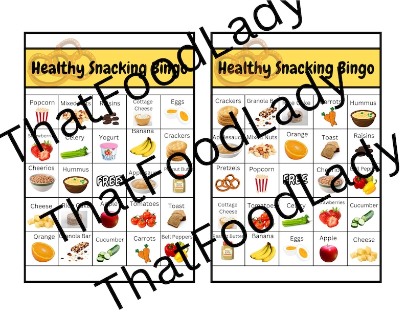 Healthy Snacking Bingo for Kids- Printables and Powerpoint - Etsy
