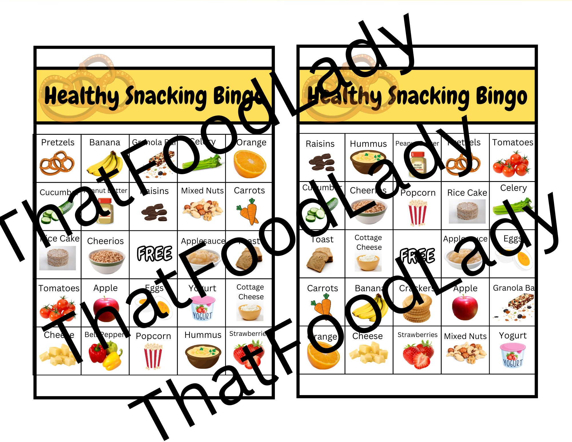 Healthy Snacking Bingo for Kids- Printables and Powerpoint - Etsy