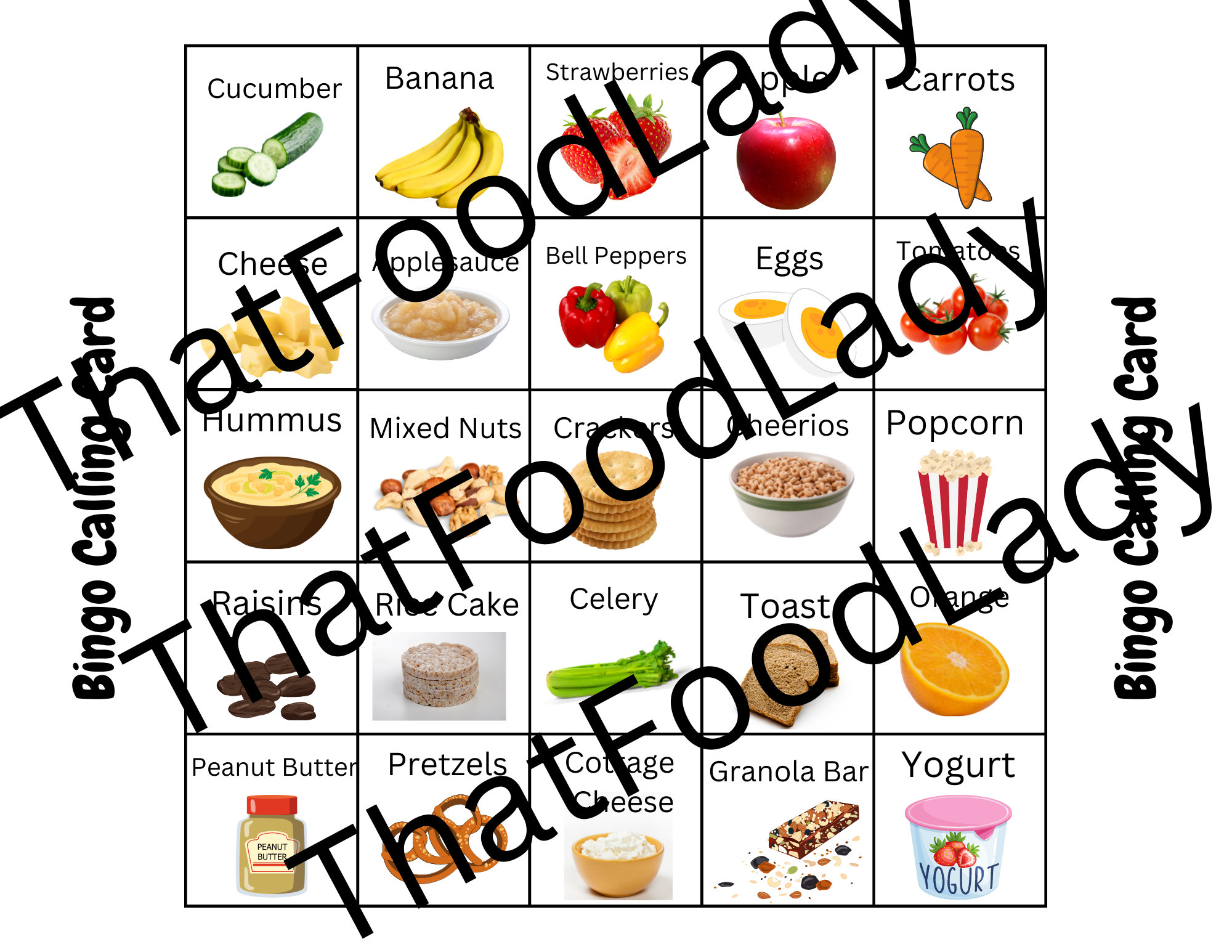 Healthy Snacking Bingo for Kids- Printables and Powerpoint - Etsy