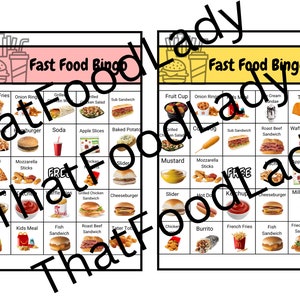 Fast Food Bingo- Printable and Powerpoint - Etsy