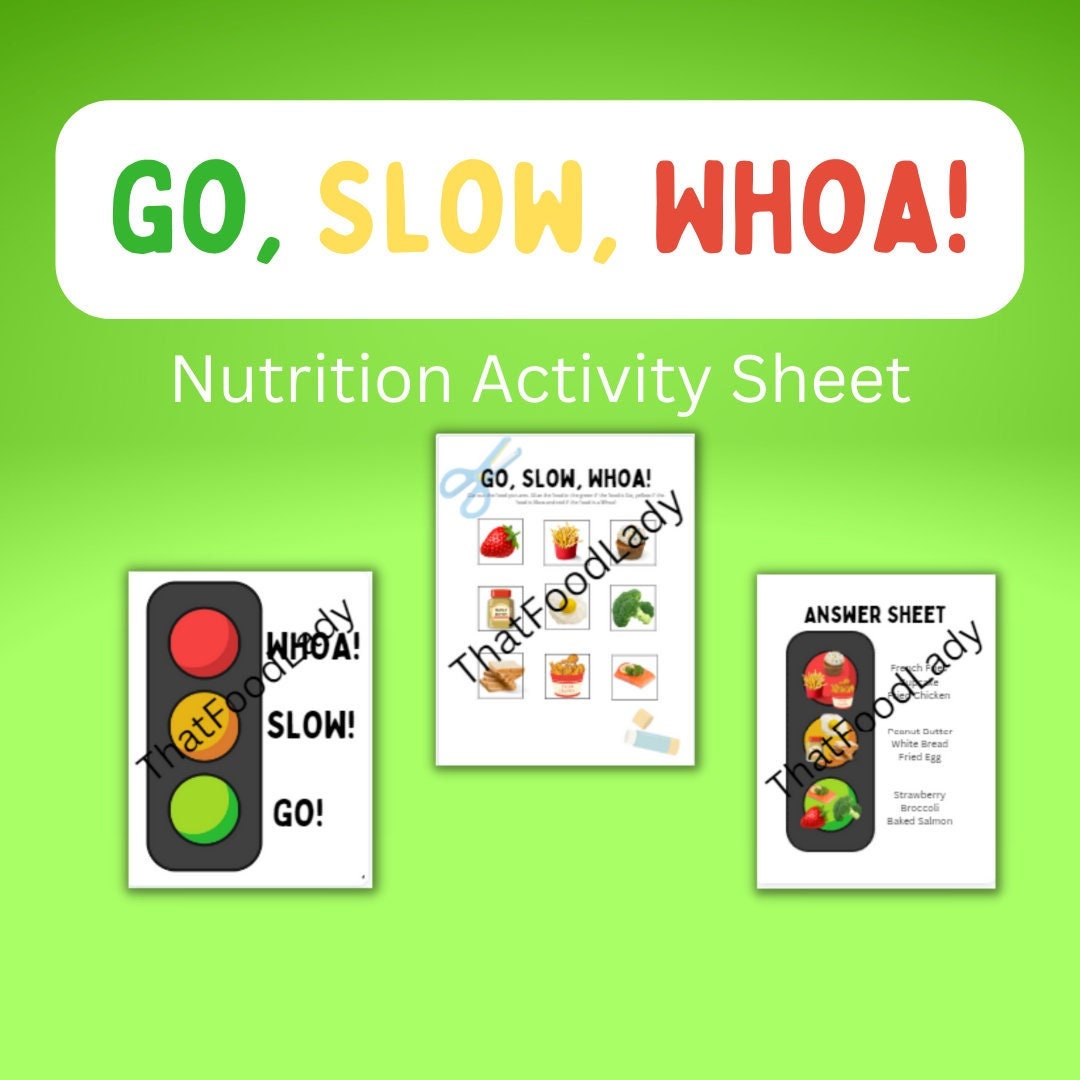 Go Slow Whoa!- Nutrition Education Worksheet - Etsy