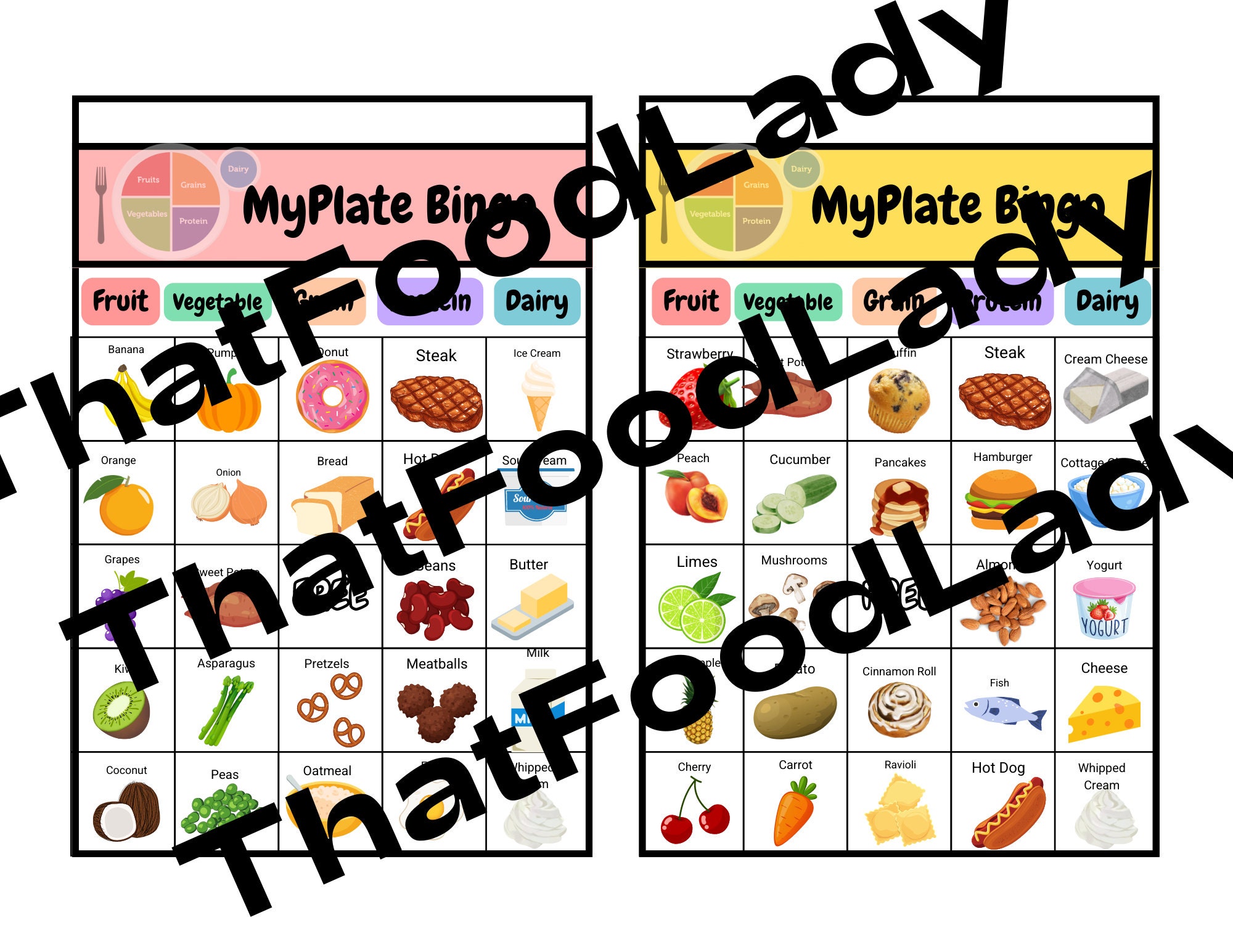 Myplate Bingo- Printable Bingo and Calling Cards - Etsy