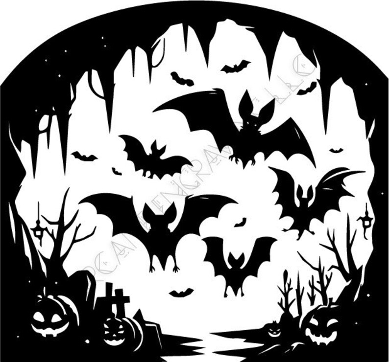 Halloween Bats in Caves SVG Bundle, Spooky Building Dxf, Creepy Caves ...