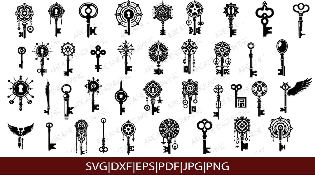 Steampunk SVG Bundle, Key Designs, Victorian Cricut, Fantasy Symbols ...