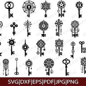 Steampunk SVG Bundle, Key Designs, Victorian Cricut, Fantasy Symbols ...