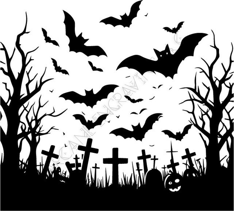 Halloween Bats in Caves SVG Bundle, Spooky Building Dxf, Creepy Caves ...