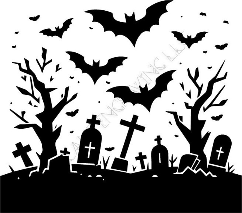 Halloween Bats in Caves SVG Bundle, Spooky Building Dxf, Creepy Caves ...