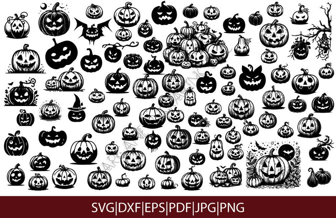 Halloween Jack-o'-lanterns SVG Bundle: Spooky Pumpkin Clipart (digital ...