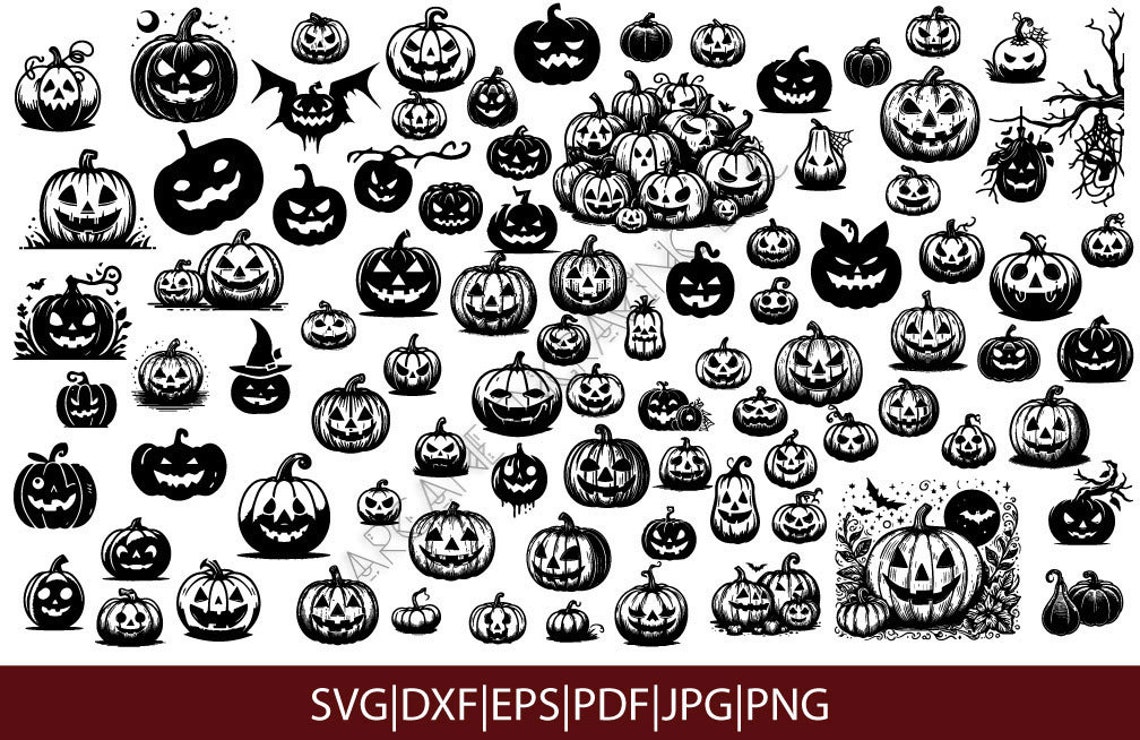 Halloween Jack-o-lanterns SVG Bundle Spooky Pumpkin Clipart - Etsy
