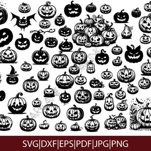 Halloween Jack-o'-lanterns SVG Bundle: Spooky Pumpkin Clipart (digital ...