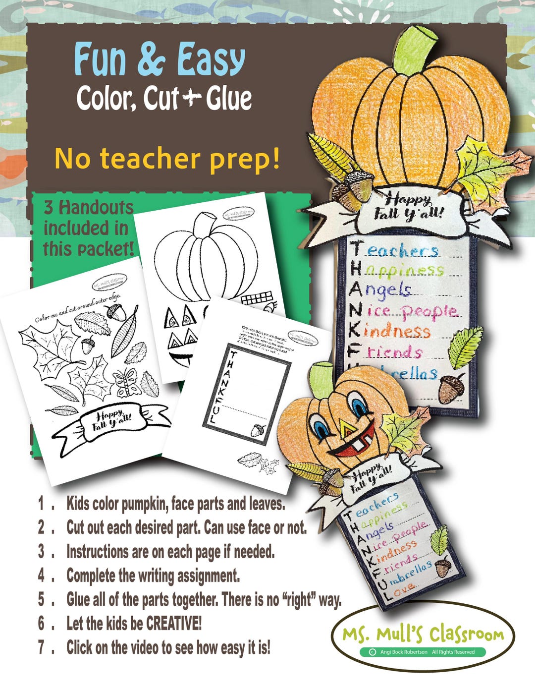 Fall Pumpkin Writing Craft: Elementary School Activity (digital ...