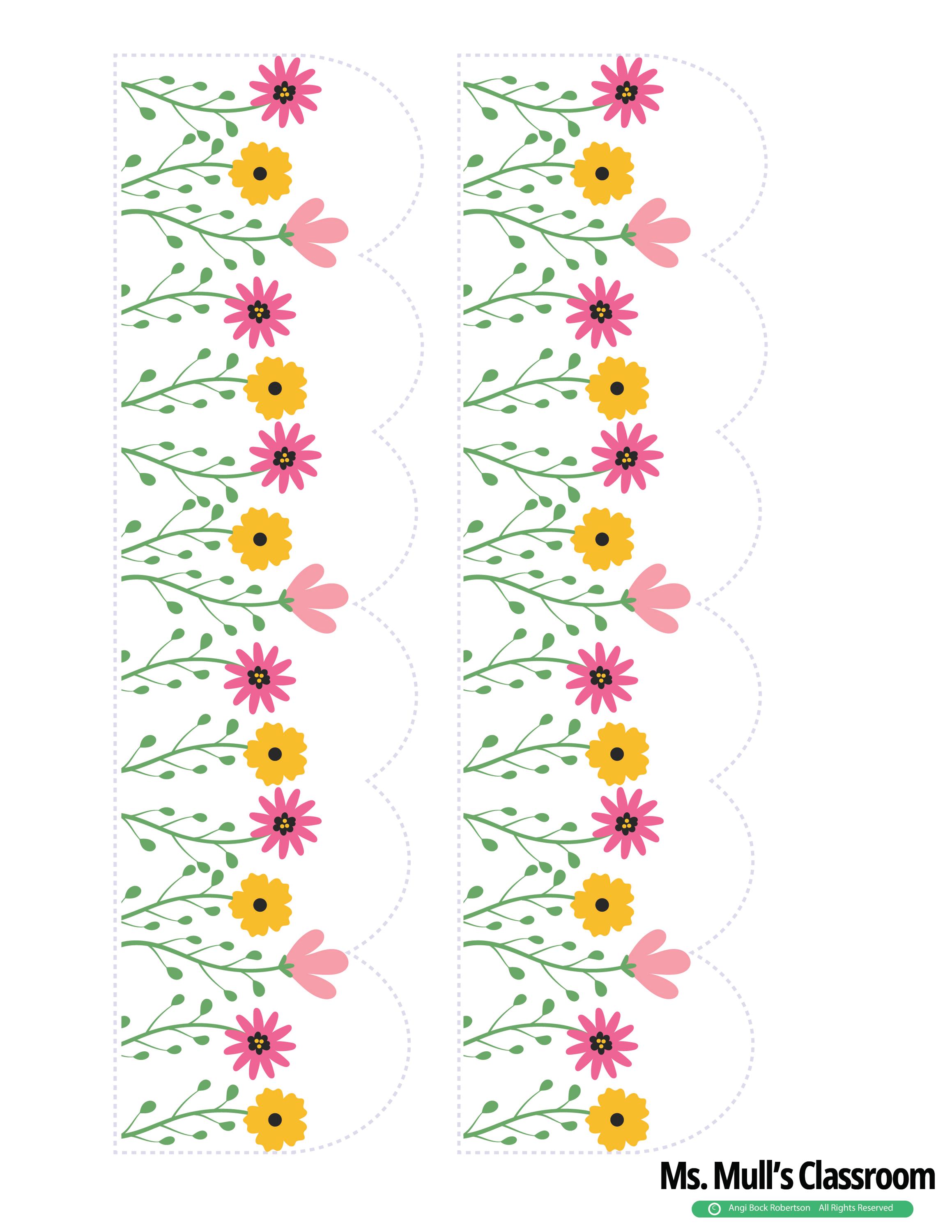 Classroom Bulletin Board Border Spring Flowers Digital Download Print ...