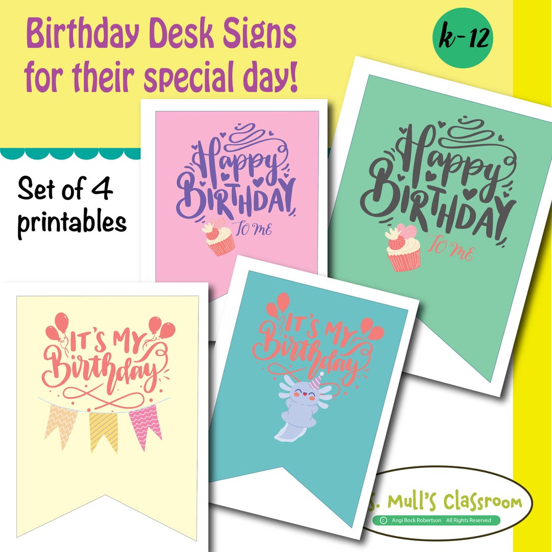 Classroom Birthdays Desk Signs // Printable Digital Download // 8.5 X ...